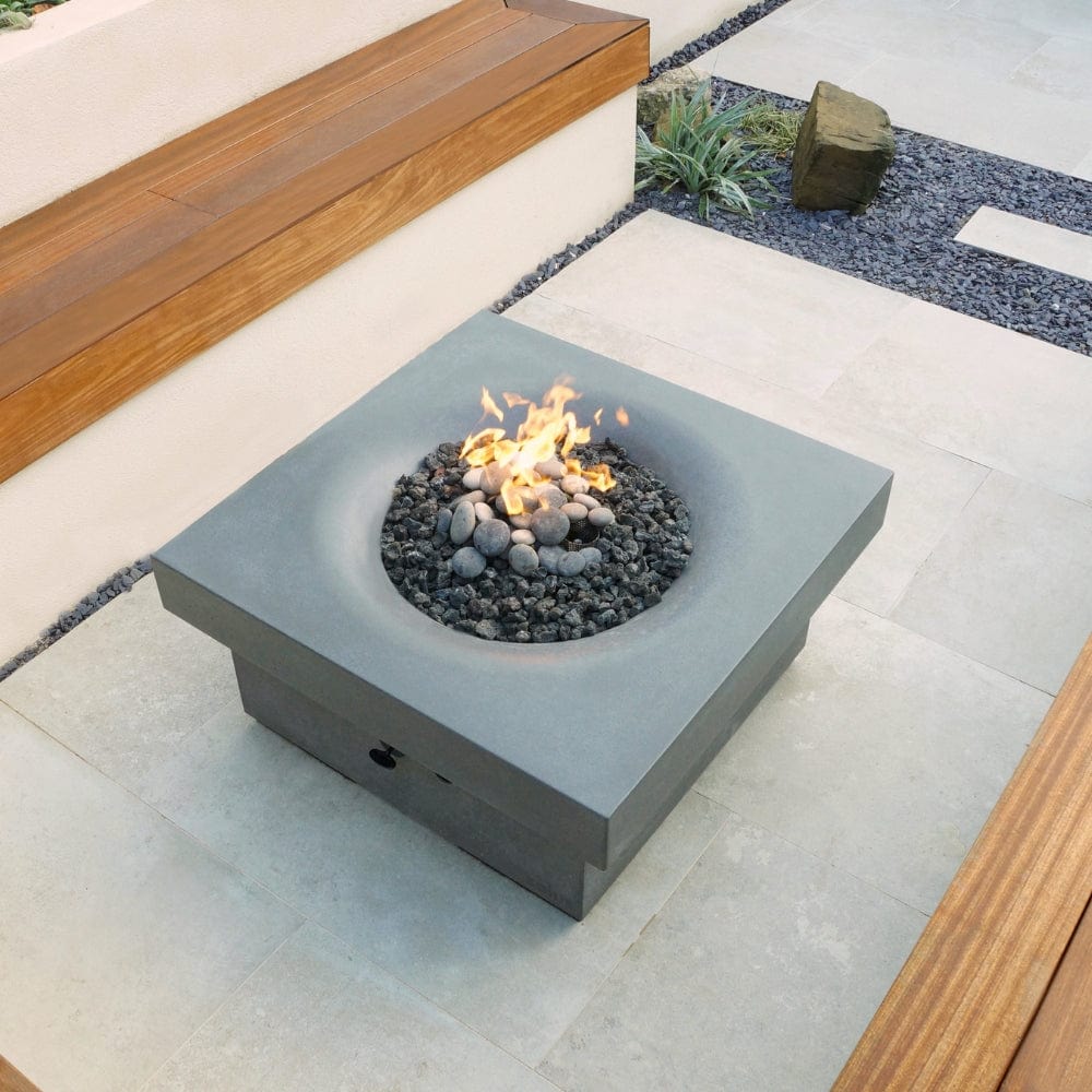 Solus Elevated Halo 36-In Square UHPC Gas Fire Pit — Modern Blaze