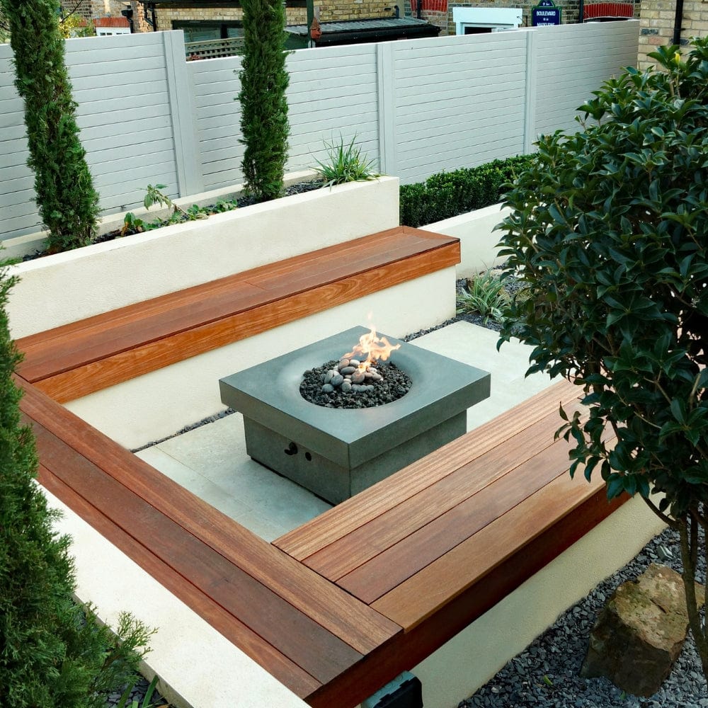 Solus Elevated Halo 36-In Square UHPC Gas Fire Pit — Modern Blaze