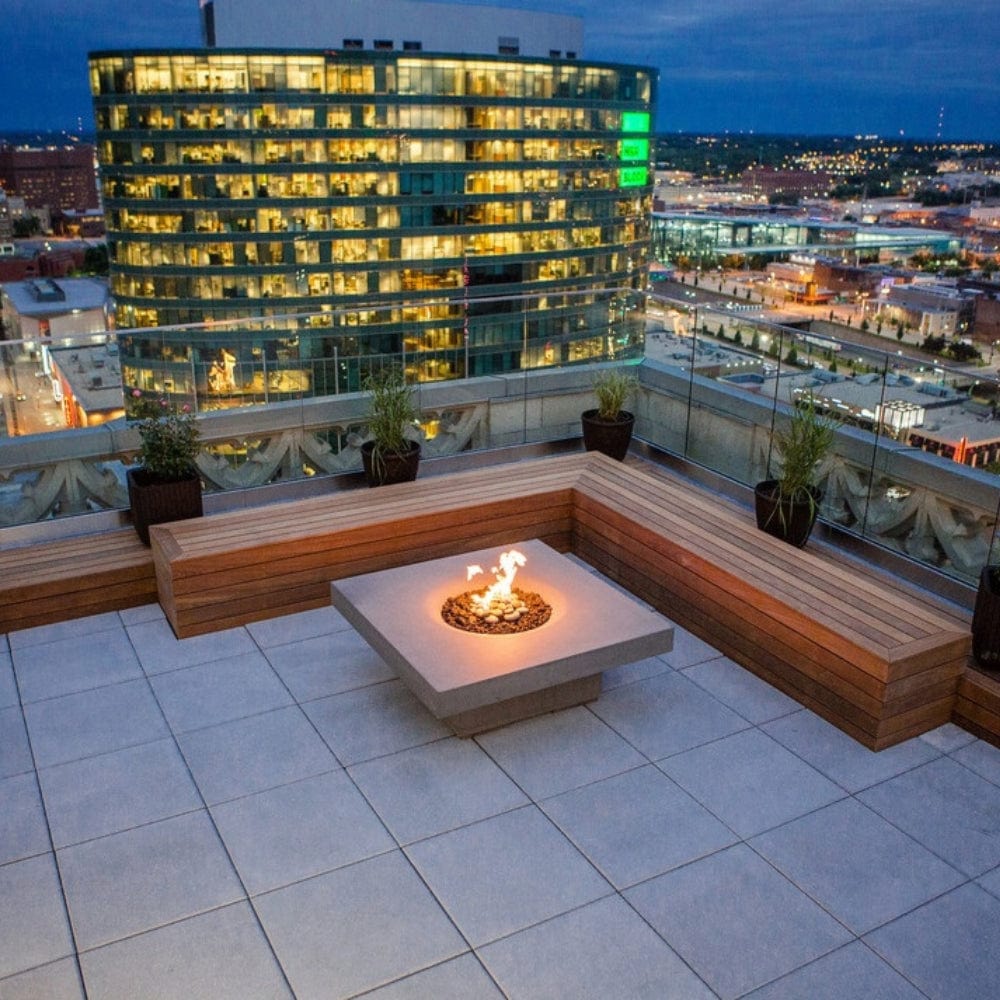 Solus Elevated Halo 48-In Square UHPC Gas Fire Pit — Modern Blaze