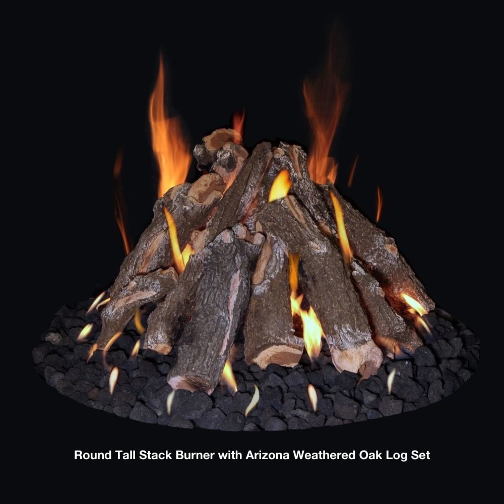 Grand Canyon Outdoor Round Tall Stack Gas Log Burner — Modern Blaze