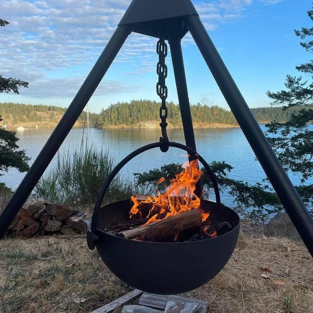 Cowboy Cauldron The Dude Steel Fire Pit Grill — Modern Blaze