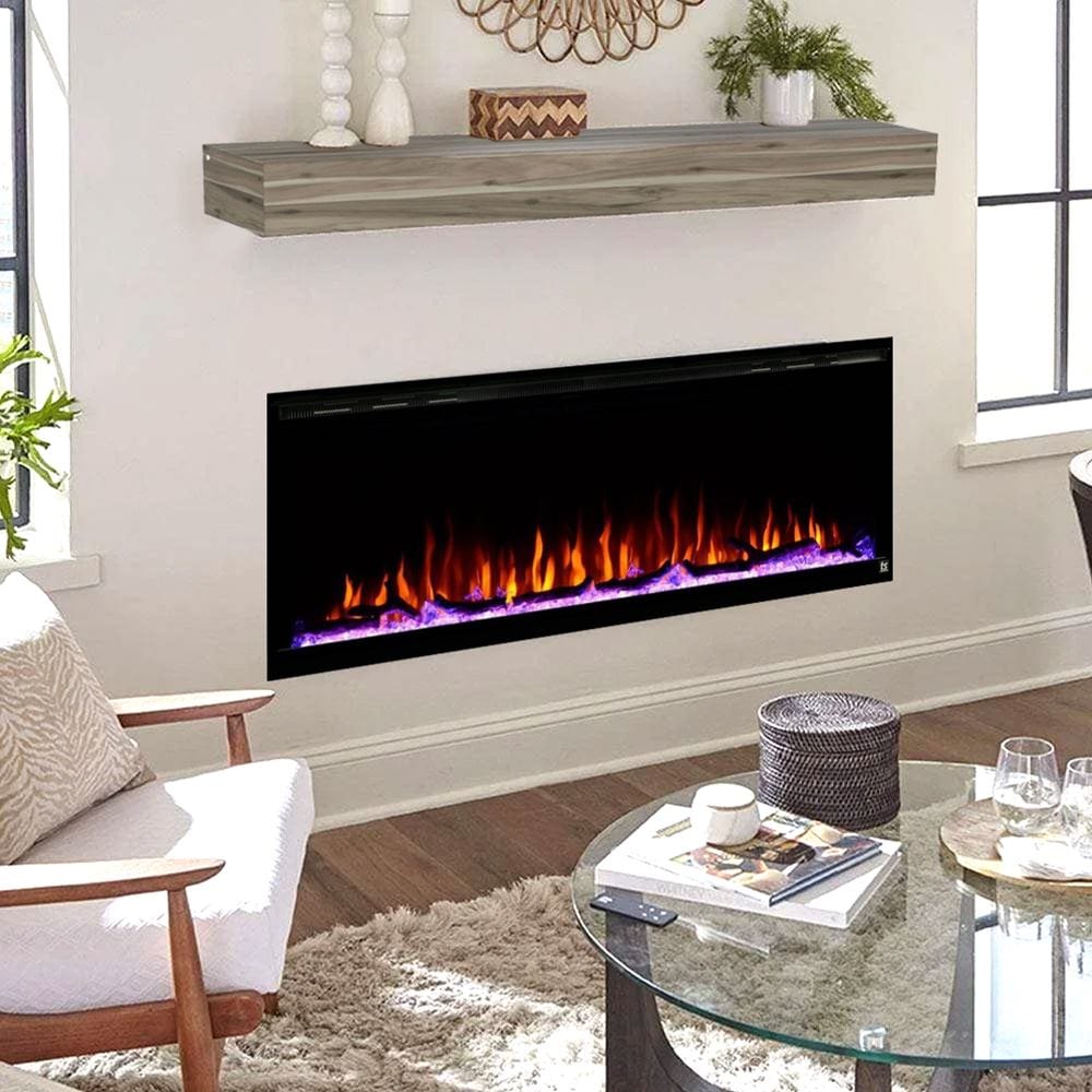 Sideline Elite Fireplace with Rustic Acacia Mantel — Modern Blaze