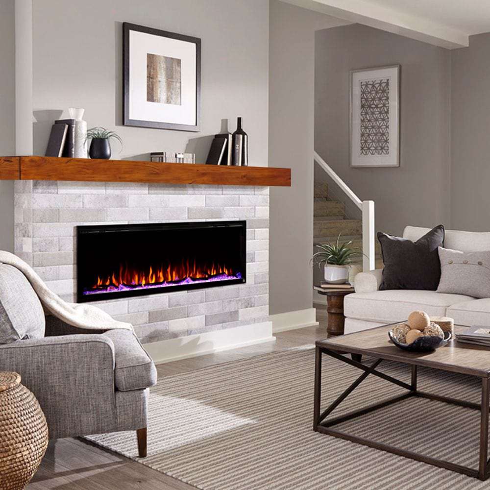 Sideline Elite Fireplace with Rustic Wood Mantel — Modern Blaze
